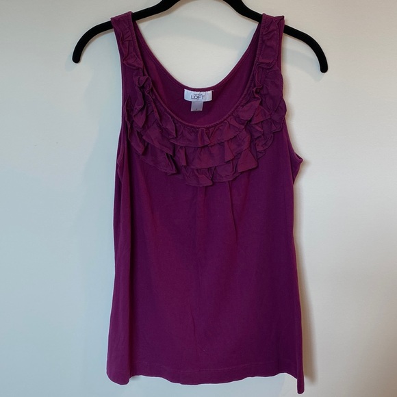 LOFT | Tops | Loft Purple Ruffle Top | Poshmark